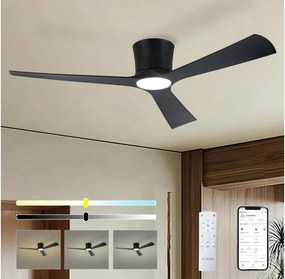 ZEVENTI - LED Stropní ventilátor AUREX LED/24W/230V Wi-Fi Tuya černá + DO