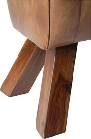 Hnědá kožená lavice v podobě gymnastické Cognac - 91*36*48 cm