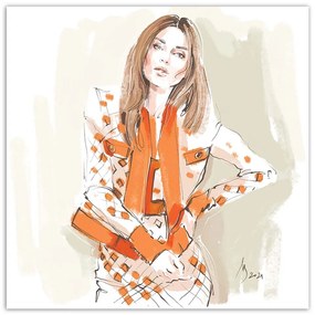 Gario Obraz na plátně Žena Oranžová móda - Irina Sadykova Rozměry: 30 x 30 cm