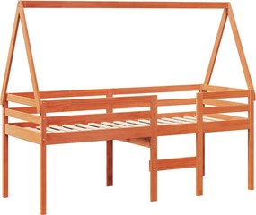 Patrová postel se střechou voskově hnědá 90 x 200 cm borovice 3282094