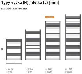 Isan Silla Inox 1495 x 600 mm koupelnový radiátor nerez