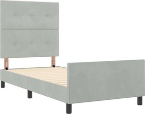 Postel s boxspringem s čelo Světle šedá 80 x 200 cm samet 3344903