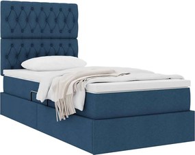 Postel s úložným prostorem a matrací Modrá 90 x 200 cm textil 3371822