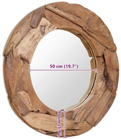 vidaXL Marketos Dekorativní zrcadlo, kulaté, teak, 80 cm