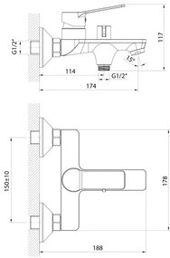 Aqualine - Vanová baterie SINTRA lesklý chrom