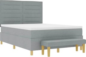Postel s boxspringem s čelo Světle šedá 200 x 140 cm textil 3344226