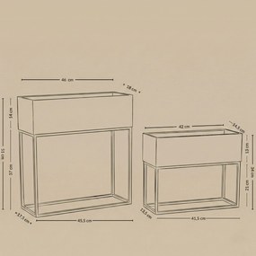 Kovové podlouhlé loftové stojany na květiny TINO, 2 ks