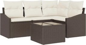 Set pohovek 5 ks Hnědá polyratan 3346708