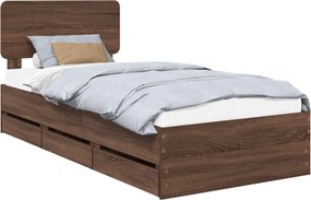 Rám postele se zásuvkou Hnědý dub 100 x 200 cm Dřevěný materiál 3412219