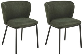 Sada 2 čalouněných jídelních židlí tmavě zelené MINA Beliani