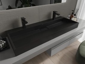 Mexen Ava, umyvadlo na desku z konglomerátu 2/O 120 x 46 cm, černá matná, 23011272