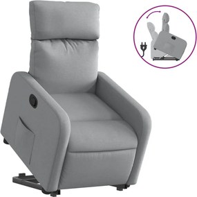 Zvedací polohovací křeslo světle šedé textil 3206699