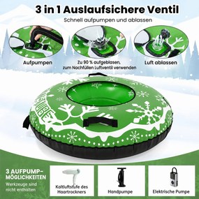 Costway Nafukovací zimní pneumatika s tažným lankem a rukojetí Snowtube – zelený
