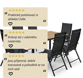 Vikio Zahradní set 150x90 pro 6 osob skládací židle V136-P přírodní