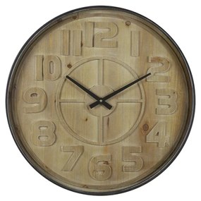 Dřevěné nástěnné hodiny s kovovým rámem Logan - Ø 60*6cm