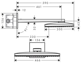 Hansgrohe Rainmaker Select - Horní sprcha 460 2jet se sprchovým ramenem, černá / chrom 24005600