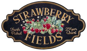 Černá nástěnná kovová cedule Strawberry Fields - 48*1*27 cm
