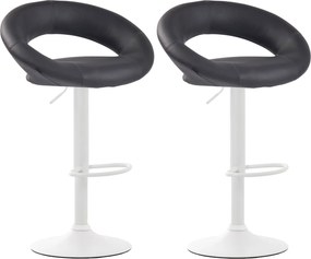 2x Barová židle Olinda - koženka, bílý rám - šedá