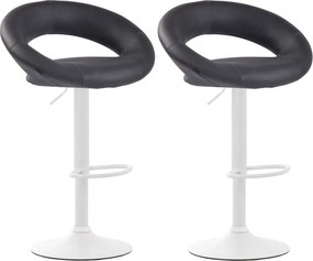 2x Barová židle Olinda - koženka, bílý rám - šedá