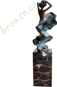 Dáma s vlajícími šaty – Art Deco bronzová socha, elegantní dekorace