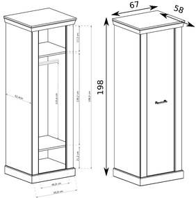 Antica K | šatní skříň A17 | 67 cm | kraft zlatý