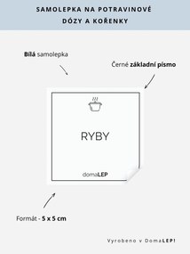 Samolepka na kořenky RYBY bílá 5 × 5 cm základní písmo