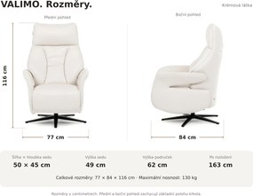 Elektrické polohovací TV křeslo VALIMO - krémová látka