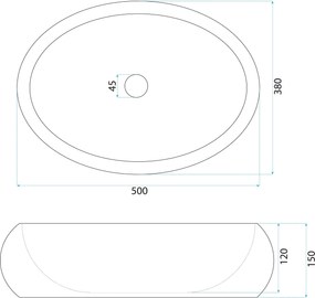 Umyvadlo na desku z kompozitního kamene REA MIKA GABRO 50x38 cm, bílá