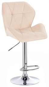 LuxuryForm DESIGN Barová židle MILANO MAX VELUR na stříbrné kulaté podstavě - krémová
