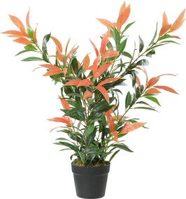 HOMCOM umělá photinia 90 cm, 300 realistických listů, tvarovatelné větve — dekorace do obýváku, ložnice, kanceláře | Aosom