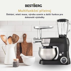 Multifunkční kuchyňský robot BestBerg BBR-1900B / 1900 W / 5 l / 12 rychlostí / černá