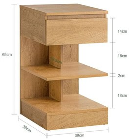 Sobuy SoBuy FBT49-N Odkládací stolek Noční stolek Přírodní 39x65x39cm