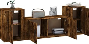 3dílný set TV skříněk kouřový dub kompozitní dřevo 3188515