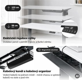 Elektrický stůl s nastavením výšky ergonomický antracitově-bílý, 1400x700 mm: ARIA