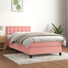 Box spring postel s matrací růžová 90x200 cm samet,  3141526