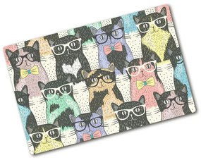 Wallmuralia Kuchyňská deska skleněná Kočky v brýlích 80x52 cm