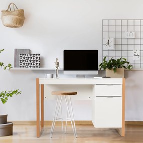 Costway Moderní počítačový stůl s úložnou skříňkou – 112,5 × 50 × 75 cm
