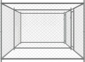 Klec pro psy s dvířky šedá 4 x 2 x 1,5 m pozinkovaná ocel 3209573