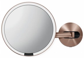 Kosmetické zrcátko na zeď, Simplehuman Sensor, LED osvětlení, 5x, síťové, rose gold ocel