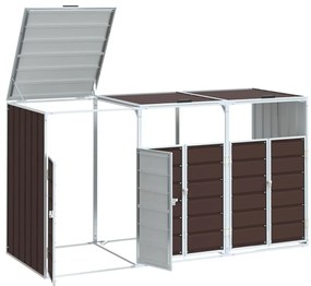 vidaXL Box na 3 popelnice hnědý 216 x 81 x 115 cm ocel