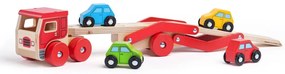 Bigjigs Toys Dřevěný kamion s auty