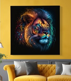 Obraz na plátně - barevný lev FeelHappy.cz Velikost obrazu: 140 x 140 cm
