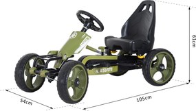 HOMCOM Motokára šlapací šlapací auto s ruční brzdou Nastavitelné sedadlo od 3 let Zelená 105 x 54 x 61 cm | Aosom