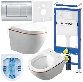 BPS-koupelny Podomítkový modul Geberit DuoFix s WC mísou MU-WH-GL-RIM-02 + ovládací tlačítko Delta 50 chrom