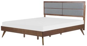 Tmavě hnědá dřevěná postel s rámem POISSY 180 x 200 cm Beliani