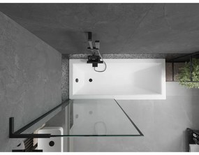 Mexen Next L, 1-křídlová vanová zástěna 80 x 150 cm, 6mm čiré sklo-černý vzor, ​​černý profil, 895-080-000-03-70-70