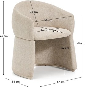 Béžové čalouněné jídelní křeslo s područkami Bosca – Kave Home