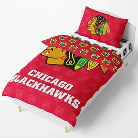 Hokejové ložní povlečení NHL Chicago Blackhawks - motiv Shields - 100% bavlna renforcé - 70 x 90 cm + 140 x 200 cm
