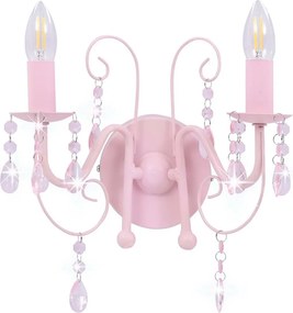 Nástěnná lampa s korálky růžová 2 x žárovka E14 281592
