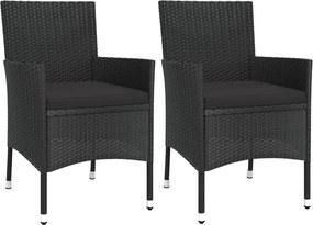 3dílný zahradní bistro set s poduškami černý polyratan 3187426